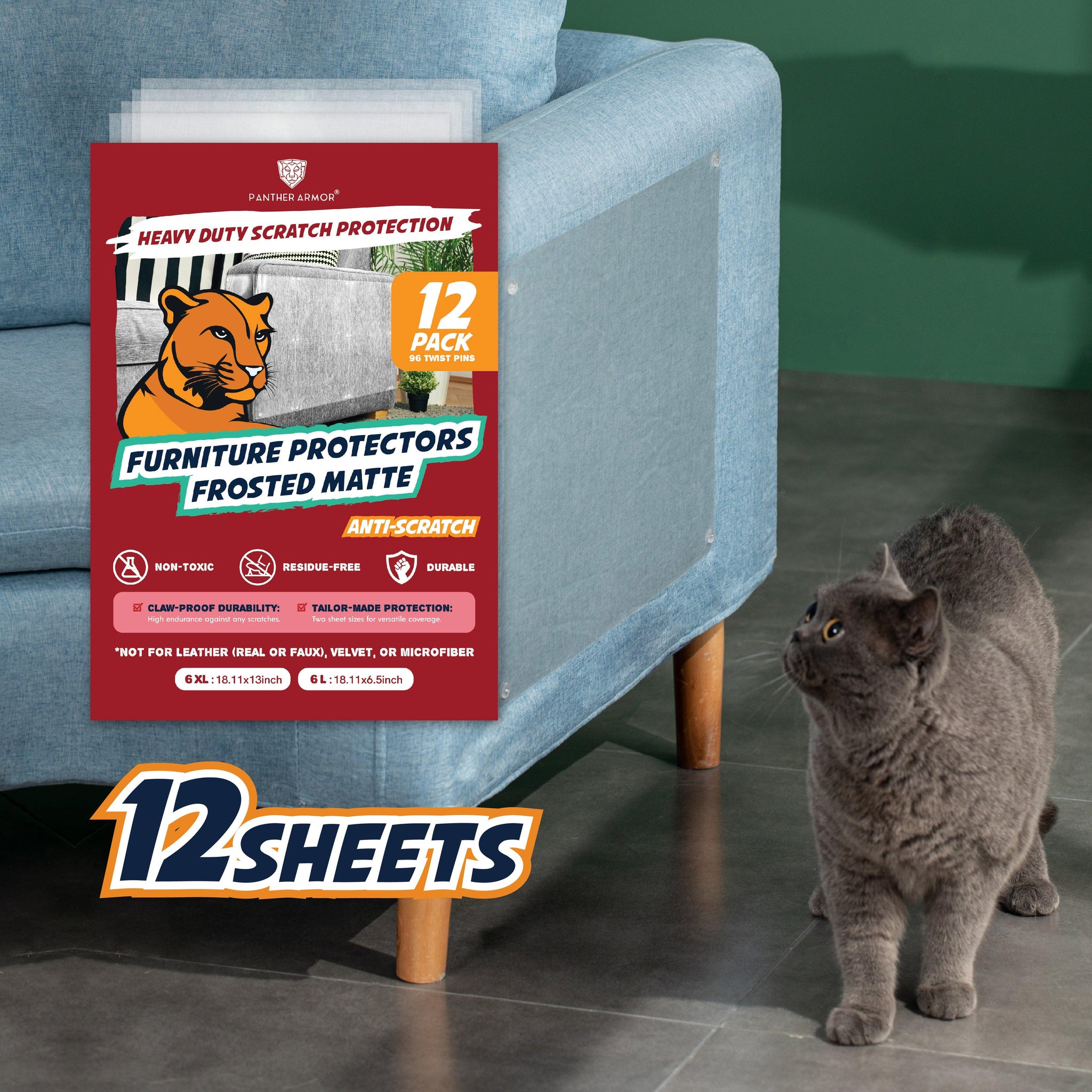 Frosted Matte Furniture Protectors 12-Sheets – Panther Armor